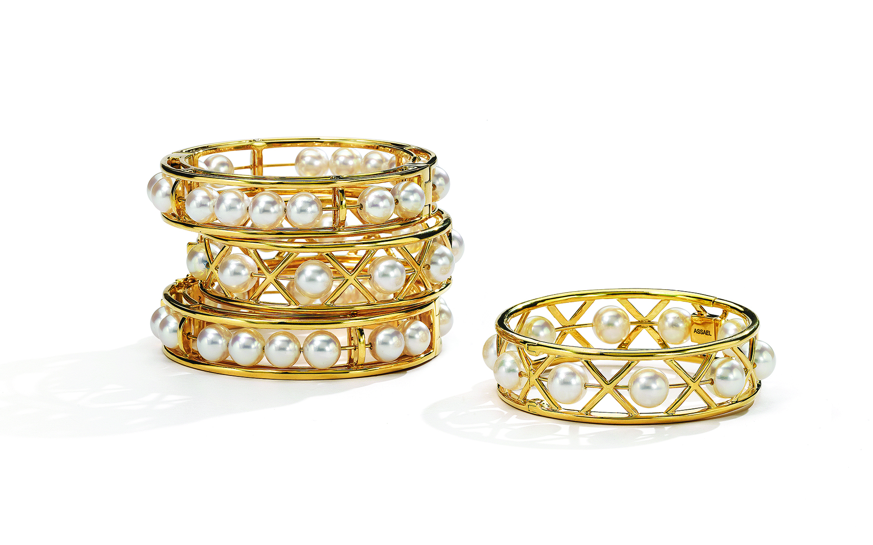 Assael_Akoya_XandO Bracelets_18k yellow gold - Gemworld International