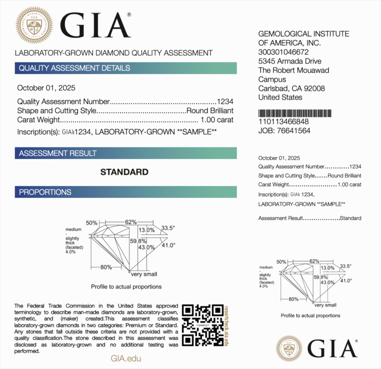 : Sample image of the GIA Laboratory-Grown Diamond Assessment document ...